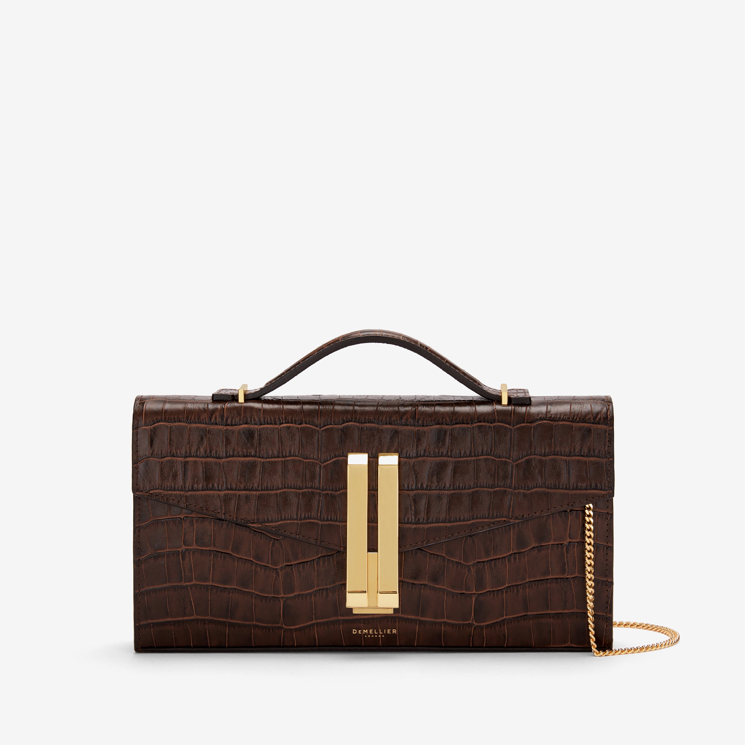 Demellier Jasmine Tookes X The Vancouver Clutch - Mahogany Croc